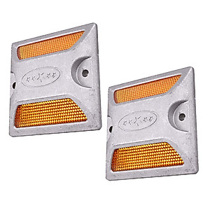 iplusmile Road Reflectors Driveway Marker, Reflective Driveway Marker Reflective Road Pavement Marker Asphalt Stud Markers for Bumps Sidewalks Pedestrian Crossings, 2pcs