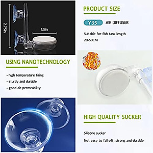 ADTDA Aquarium Air Stone Fish Tank Nano Bubble Stone Kit, Bubbler for Aquarium Fish Tank with Aviation Pipe, Suction Cups, Check Valve, Connector and Air Control Valve. (Y-35)