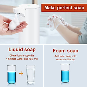 Automatic Foaming Soap Dispenser: LAOPAO Rechargeable Touchless Soap Dispenser Stainless Steel Foam Soap Dispenser for Bathroom Hand Soap Pump for Kitchen Xmas Gift, 9oz, White