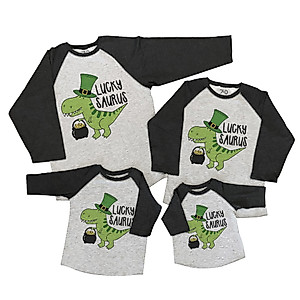 7 ate 9 Apparel St. Patrick's Day Shirts - Luckysaurus Lucky Dino Grey Shirt 6 Months