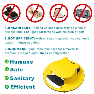 Generic Mice Mouse Rat Trap Bucket Flip Lid, Mouse Rats Trap Bucket Indoor Outdoor, Upgraded 5 Gallon Bucket Lid, Mouse Trap Bucket Lid Auto Reset (No Bucket), yellow