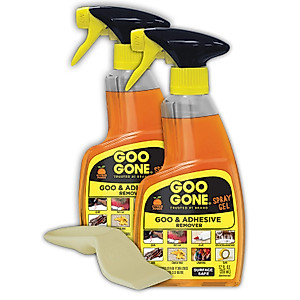 Goo Gone Adhesive Remover Spray Gel - 2 Pack and Sticker Lifter - Removes Chewing Gum Grease Tar Stickers Labels Tape Residue Oil Blood Lipstick Mascara