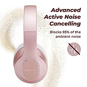 PowerLocus Active Noise Cancelling Headphones Over Ear, Wireless Headphones with Microphone, Hi-Fi Stereo, Soft Memory Foam Ear Cups, 35H Playtime and Fast Charging for Phones, Home Office, TV, Travel