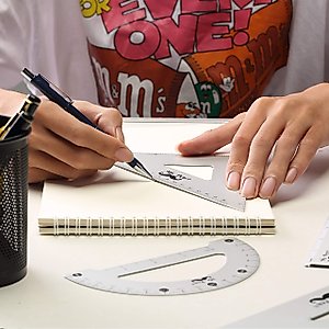 Mr. Pen– Metal Geometry Set, 4Pack, Metal Protractor, Aluminum Ruler, Metal Set Square, Triangle Ruler, Drafting Triangles, Triangle Ruler, Protractor Metal, Drafting Set, Geometry Kit, Drafting Ruler