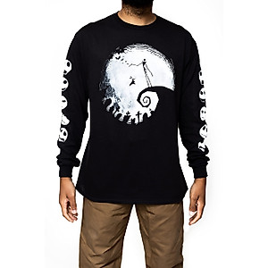 Disney Nightmare Before Christmas Nightmare Moon Long Sleeve Adult T-Shirt (Black,SM)