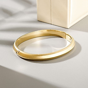 WISTIC 18K Bar Screw Bracelets Cuff Bangle for Men Chunky Bracelet for Women Closely Clasp Wristband Gold Touch of Luxury Polished FriendshipJwewrly (D8 for men Gold)