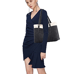 VOGUZY Laptop Tote Bag 15.6 Inch, Canvas Large Work Tote Bag Computer Shoulder Bag for Women,Laptop Carrying Case Gift for Office College Travel,Black