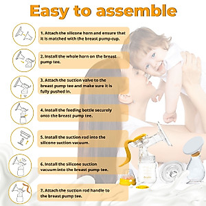 Specialclass Manual Breast Pump - Nursing Stuff for Breastfeeding Essentials, Breast Milk Storing Containers with 24mm and 28mm Silicone Flange Nipple Suction Cups