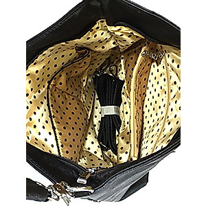 Zzfab Coin Circle Sparkle Hobo Bag with Tassel Black