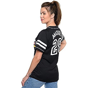 Disney Mickey Mouse 28 Womans Jersey Shirt Button (Black, XX-Large)