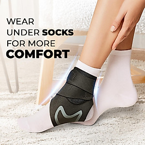 CARESOLE Plantar X Wrap - (Large Size) Compression Ankle Support for Men Women, Breathable Neoprene Foot Sleeve | Sore Feet, Arch Heel Spur Relief | Running, Exercise, Basketball, Medium Size (Black)