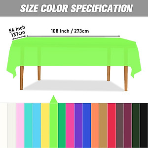 Kesfey Lime Green 3 Pack Premium Plastic Tablecloths for Parties 54" x 108" Rectangular Tablecloths neon Green Tablecloth 6 to 9 Feet Birthday Table Wedding Christmas Anniversary Buffet Table…
