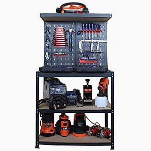 Prostormer Workbench, 31.5 inch Multipurpose Garage Work Bench Table with Peg Board Hook Kit for Home, Garage, and DIY Projects