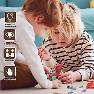 Keriday 5Pcs Dinosaur Toys for Kids 3-8, Take Apart Toys with Cordless Drill for Boys & Girls, STEM Educational DIY Construction Building Gifts for Birthday Easter Christmas Hannukah