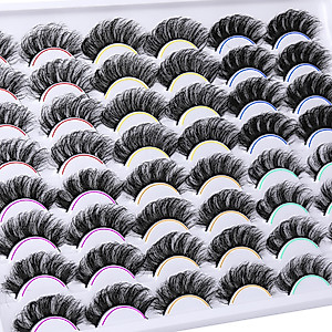 False Eyelashes 24 Pairs Mink Lashes Fluffy Dramatic 6D Volume Fake Eye Lashes that Look Like Extension 6 Styles Strip Full Curly Lashes Bulk By GVEFETIEE