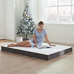 Molblly Folding Mattress, 6 inch Tri Folding Memory Foam Mattress Topper with Storage Bag, Queen Size - 58"x 78"x 6"