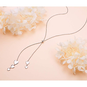 YinShan Long Chain Dainty Necklace Simple Style 925 Sterling Silver Pendant Adjustable Y Shaped Back Necklace Jewelry (multiple heart)