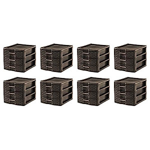 Sterilite Medium Weave Craft Office Supplies 3 Drawer Storage Organizer (8 Pack)