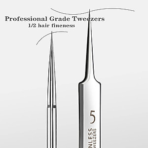 Professional Facial Blackhead Remover Tweezers,3Pcs Precision Pimple Popper Tool Kit for Whitehead Ance Blemishs Comedones Stainless Steel Makeup Tool - Matte