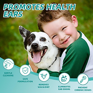 ANTONDOLL Dog Ear Cleaner Finger Wipes - Grooming Kit Care for Dogs and Cats Regular Soothing Odor Control Reduce Dirt Wax Build Up Pet Supplies Easy to Use Fresh Coconut Scent 100 Pcs