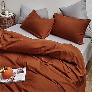 Houseri Burnt Orange Comforter Set California King Rust Orange Bedding Caramel Terracotta Cal King Comforter Sets Soft Comfy Women Men Aesthetic Cinnamon Reddish Brown Bed Quilts Blanket Cal King Size