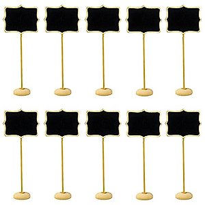 10 Pcs Wooden Mini Chalkboard Label with Stand - Mini Blackboard Message Board Signs Decorating Signs Table Number Price Tag for Wedding Party and Home Store Decor (Laciness)