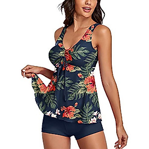 UNIQWETO Tummy Control Tankini Bathing Suits for Women 2 Piece Swimsuits Tank Top with Boyshorts XX-Large