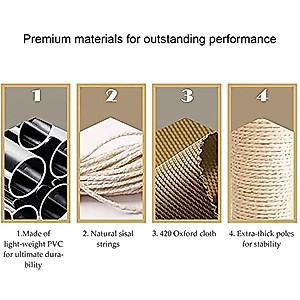 BORUIMA Cat Houses for Indoor Cats Tower House Combined with Cat Bed Cube, Peek Holes, Scratching Post & Dangling Toy