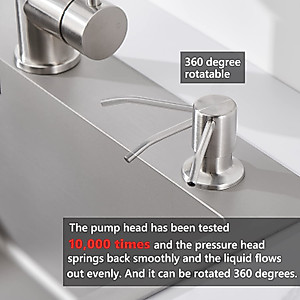 Sink Soap Dispenser Brushed Nickel, Soap Dispenser for Kitchen Sink Stainless Steel Refill from The Top Built in Sink Soap Dispenser with 13 OZ Soap Bottle