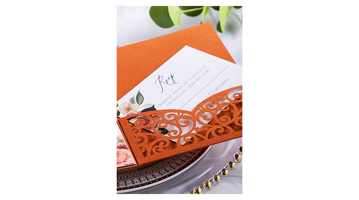 Elegant Terracotta Wedding Invitations - 20 Pcs Set