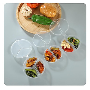 30PCs Double Compartment Condiment Container,Double Condiment Containers With Lids,Double Compartment Condiment Containers 2 Compartment Condiment Salad Containers Travel (30 double grids-100ml)