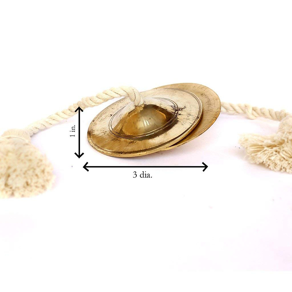 De Kulture Handmade Pure Brass Manjeera Percussion Instrument Indian Cymbal Clapper Bell For Religious Ceremonies Bhajans Healing Yoga Meditation, 3X1 (DH) Inches