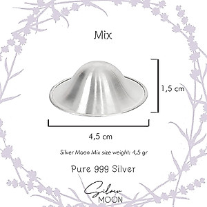 Silver Moon 999 Pure Silver Nursing Cups - Nipple Covers for Healing - Newborn Breastfeeding Essentials Nursing Breast Shields - Nipple Protector Mix