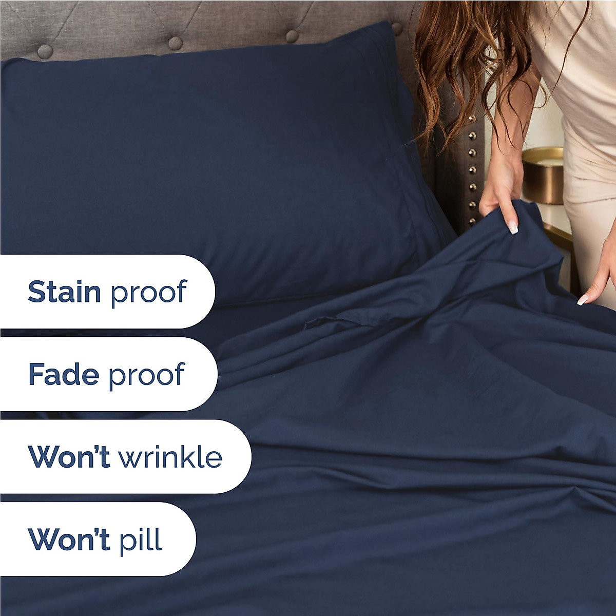 Twin Size 3 Piece Sheet Set - Comfy Breathable & Cooling Bed Sheets Set - Hotel Luxury Bedding for Women, Men, Kids & Teens - Deep Pockets, Easy-Fit, Super Soft & Wrinkle Free - Oeko-Tex - Navy Blue