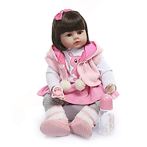 Reborn Baby Doll Clothes fit 16-18 Inch Reborn Dolls Girl Cute Pink Rabbit Thick Coat Dolls Clothes Outfits Set 4 Pieces of Pack