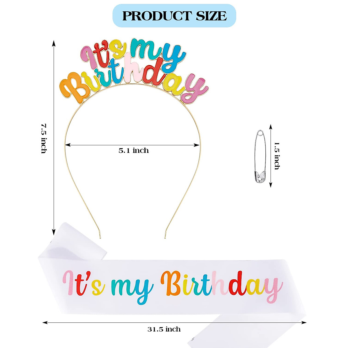 Birthday Crown for Girls, Cute Birthday Sash & Birthday Tiara for Women Set, Sweet Birthday Headband Birthday Decorations Birthday Gifts for Women