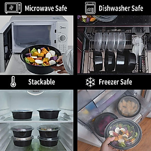 Plastic Meal Prep Containers, 30 Pack 32 oz, Reusable Food Storage Containers with Lids, Salad Container for lunch, Disposable Salad Bowls, Food Prep Bowls, Takeout Bento Box Freezer 10 Forks