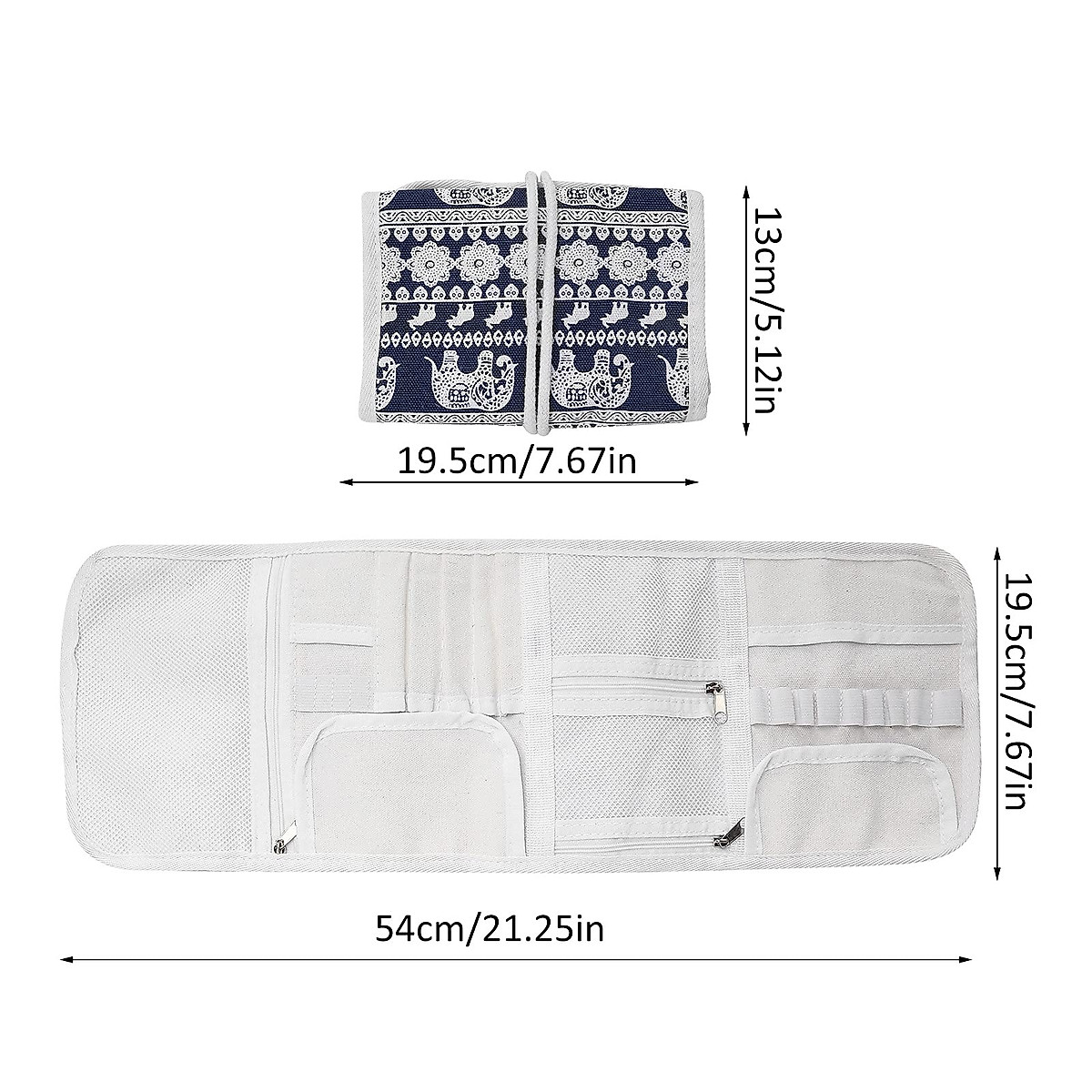 Zerodis Knitting Needles Case Rolling Crochet Hooks Storage Bag Knitting Needles Case Empty Organizer Empty Crochet Hooks Storage Bag with Zipper(#1)