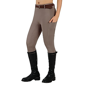 Women Riding Tights Pockets,Women Training Breeches Pants with Silicone Grip(Sand，S)