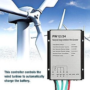 Oumefar Wind Turbine Controller, FW12/24 IP67 Waterproof 12V/24V Wind Turbine Generator Controller Regulator for Hybrid Wind Controller and Solar Controller