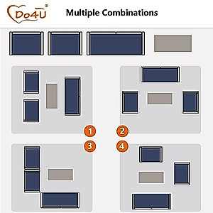 Do4U 4 Pieces Patio Furniture Sets Outdoor Sectional Wicker Set Outdoor Conversation Set Patio Set Patio Loveseats with Coffee Table Porch, Poolside, Terrace, and Yard (Grey-Orange)