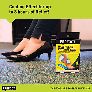 PROFOOT Pain Relief Patches for Foot & Heel Pain, Cooling Camphor & Menthol, Up to 8 Hours Relief from Sprains, Strains & Bruises, 2 Shapes Designed to Fit Feet, 6 Count