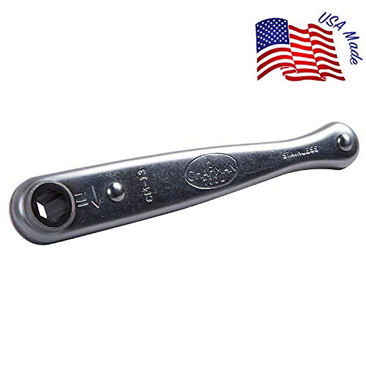 Chapman MFG CM-13 Mini Ratchet, 1/4" Drive, USA Made Stainless Steel Ratchet with 20 Tooth Gear & 18 Degree Working Arc