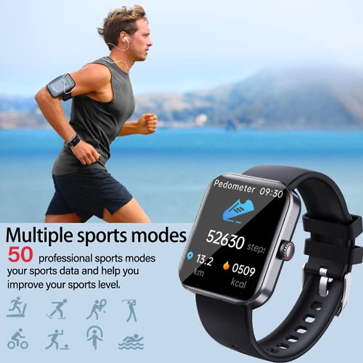 FILIEKEU F57L 𝑩𝒍𝒐𝒐𝒅 𝑮𝒍𝒖𝒄𝒐𝒔𝒆 𝑴𝒐𝒏𝒊𝒕𝒐𝒓𝒊𝒏𝒈 Smartwatches Men Heart Rate Blood Pressure Temperature Sports Waterproof Smart Watch Women Fashion Black Couple Compatible with Android iOS
