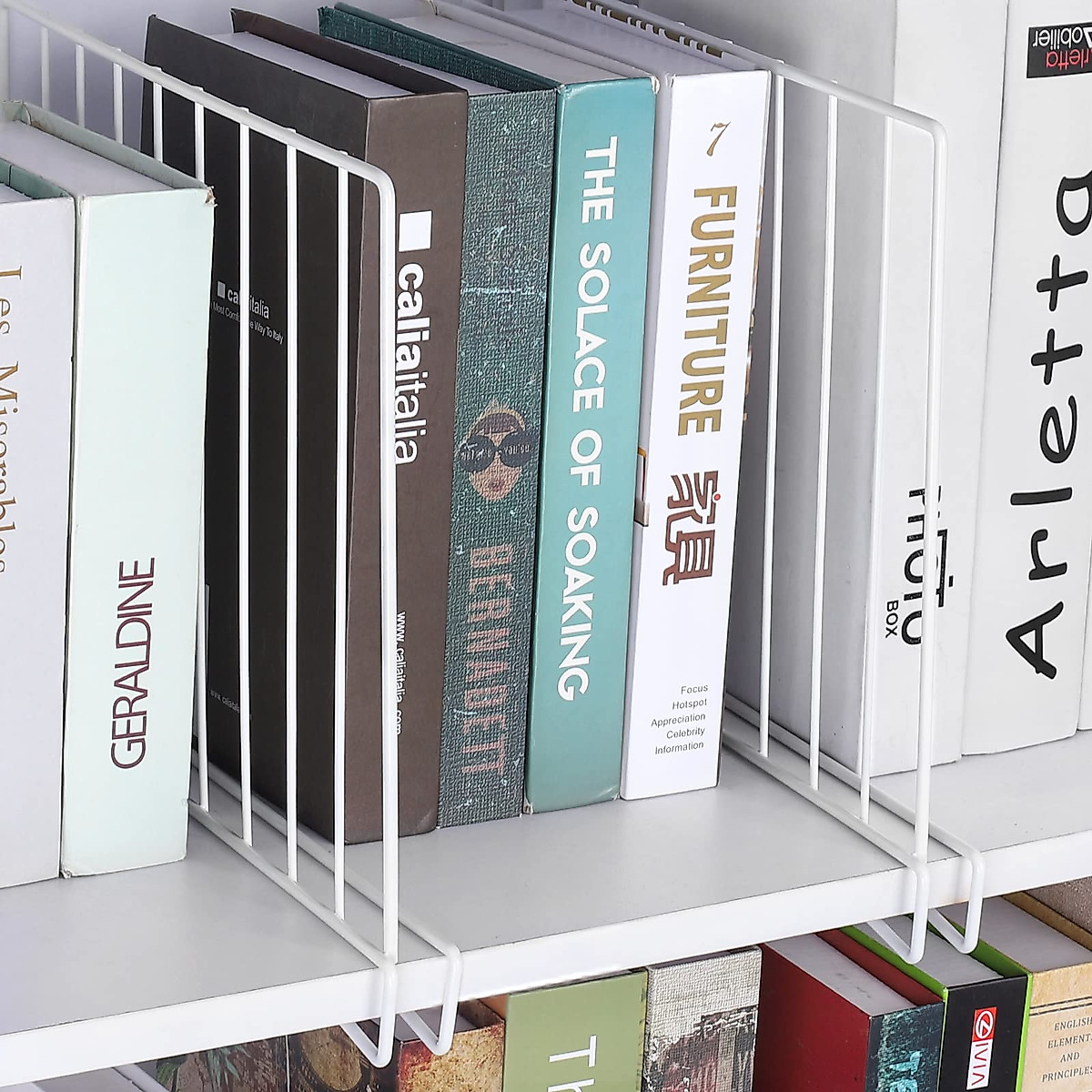 SEHERTIWY Shelf Dividers, 18 Pack Metal Closets Shelves Organizer, Wood Shelf Divider for Clothes, Book and Bedroom Organization