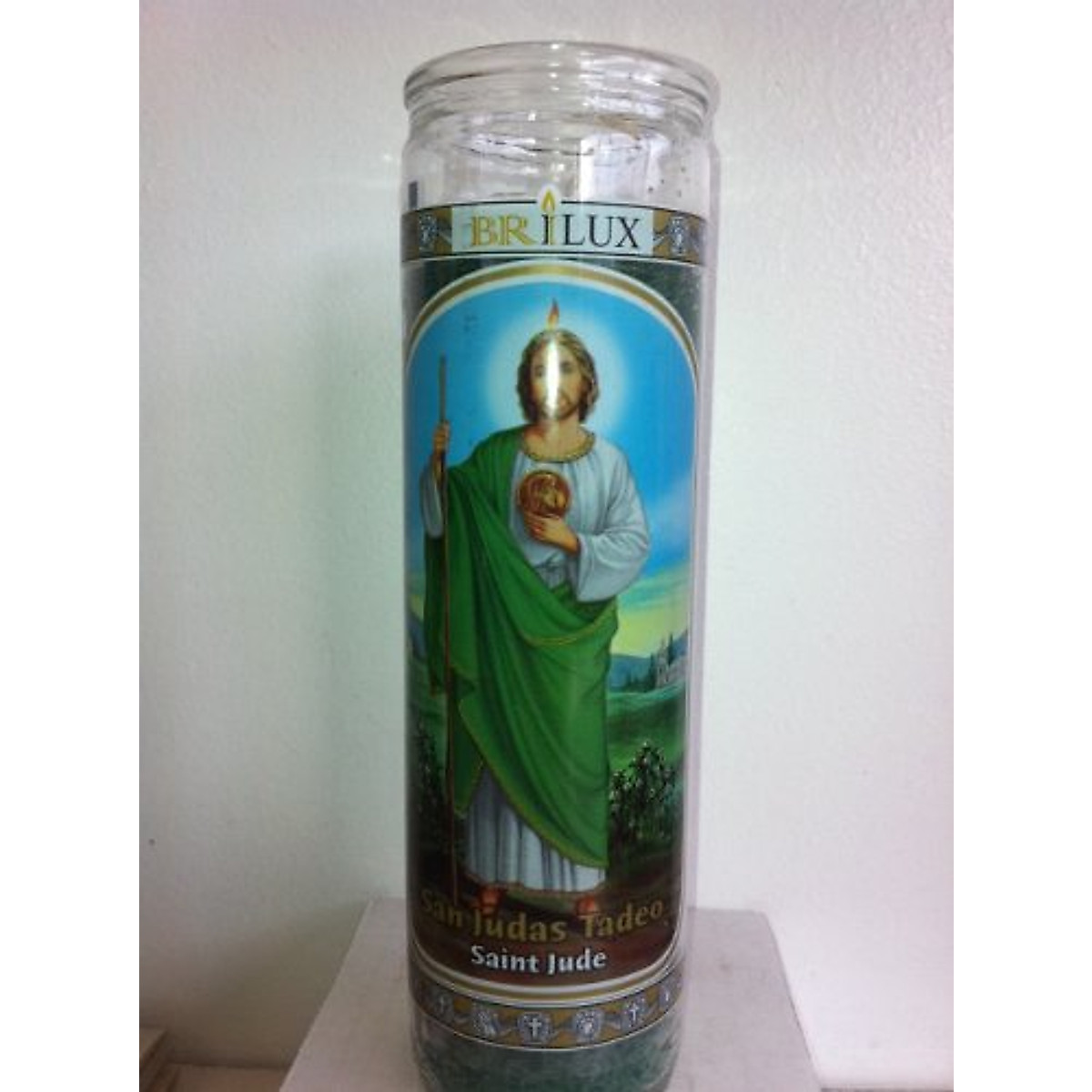 Saint Jude (San Judas Tadeo) 7 Day Unscented Green Candle in Glass