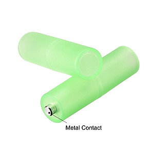 uxcell AAA to AA Battery Adapter Battery Converter Cases Holder Shell with Metal Contacts on One Bottom Green 4 Pcs
