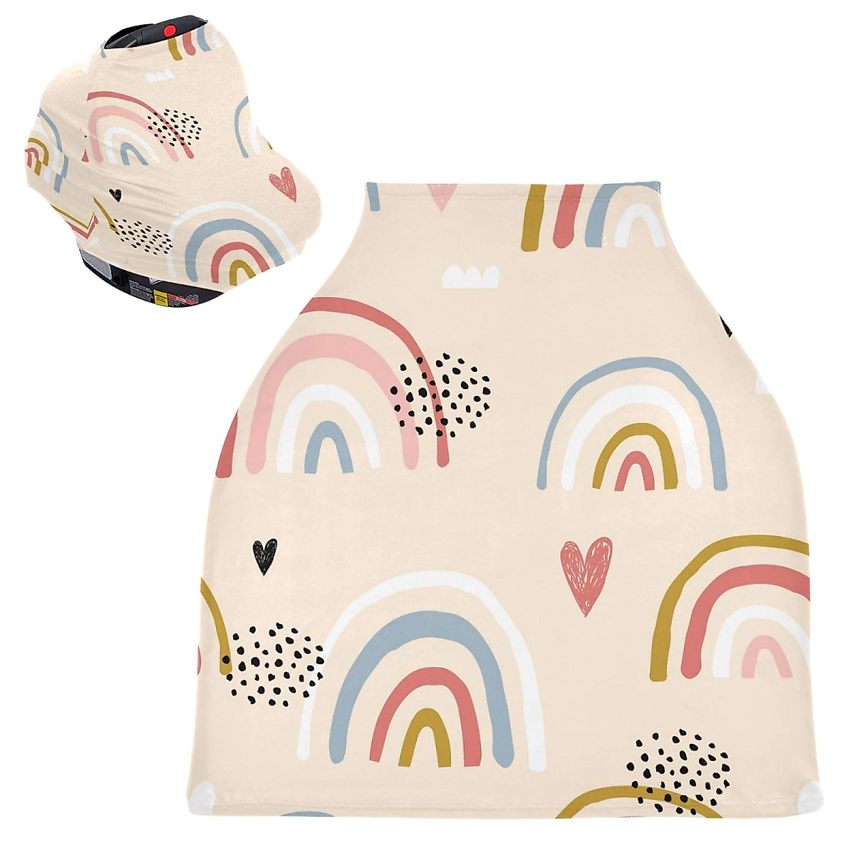 Nursing Cover Breastfeeding Scarf Colorful Rainbows and Hearts - Baby Car Seat Covers, Stroller Cover, Carseat Canopy (0na7c)