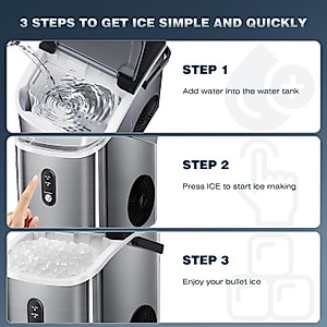 Xbeauty Nugget Ice Maker-Nugget Ice Maker Countertop Up to 35lbs of Ice a Day with Self-Cleaning,Removable Ice Basket&Scoop for Home/Kitchen/Office/Party