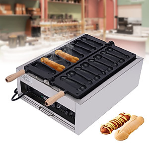 LOYALHEARTDY 8PCS Penis Shape Waffle Maker Commercial Waffle Maker Machine 2200W 110V Non-stick Electric Waffle Stick Machine Hot Dog Baker Great Choice for Bakery, Restaurant Silver and Black